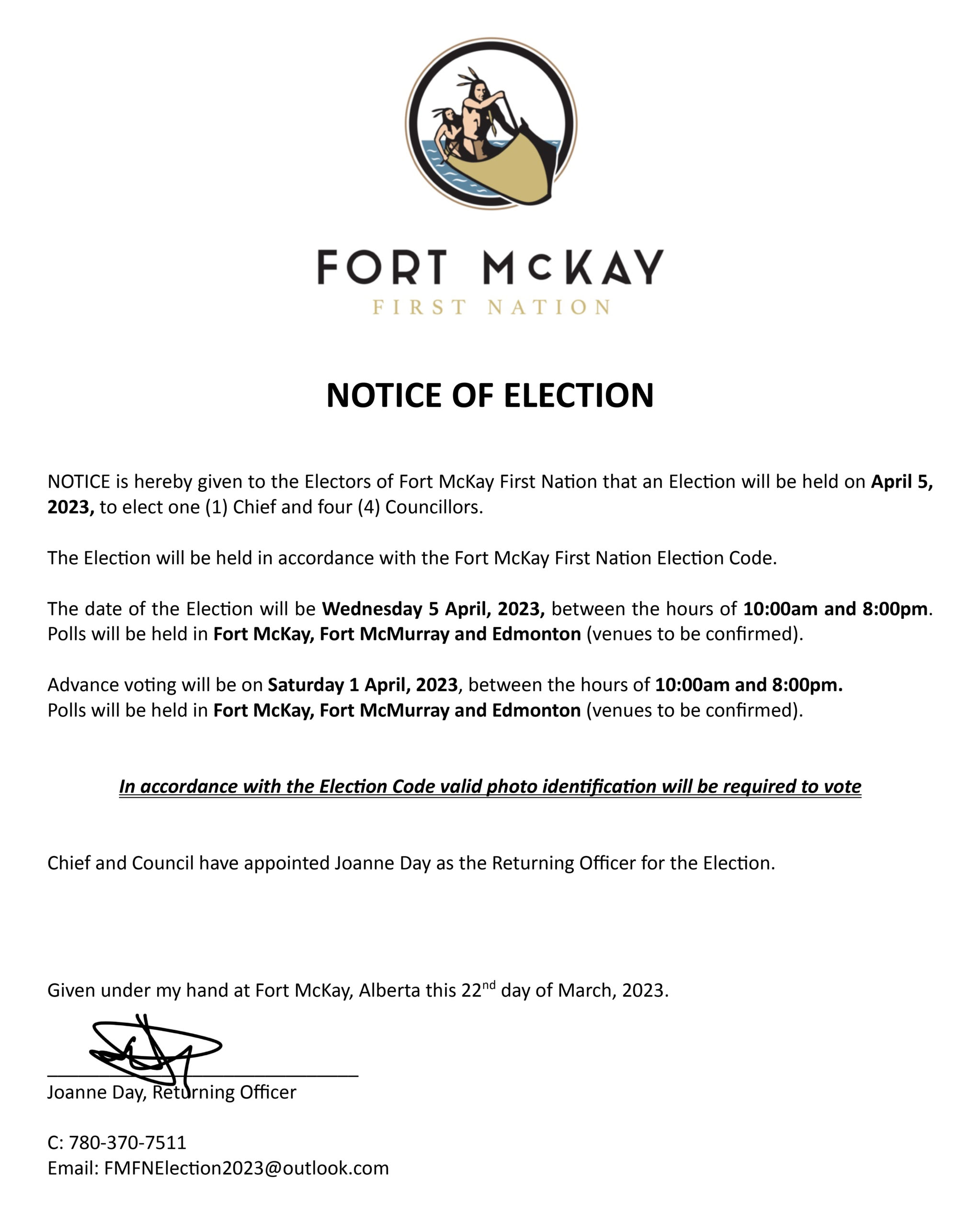 Chief & Council Elections 2023 - Fort McKay First Nation